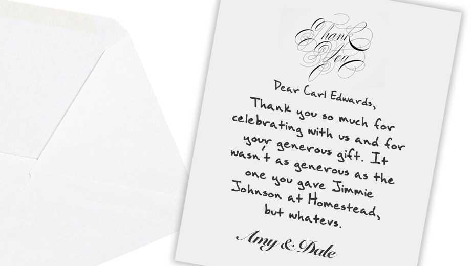 @nascarcasm: Dale and Amy's thank you notes - Official Site Of NASCAR