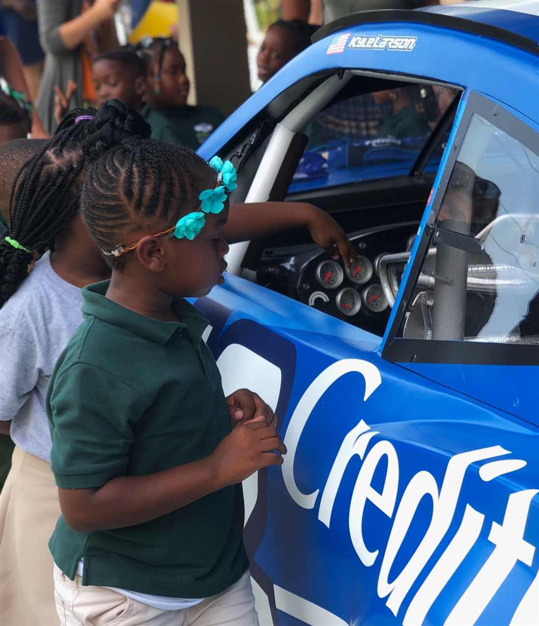 Photos: Kyle Larson, pit crew members visit Meeting Street Academy ...