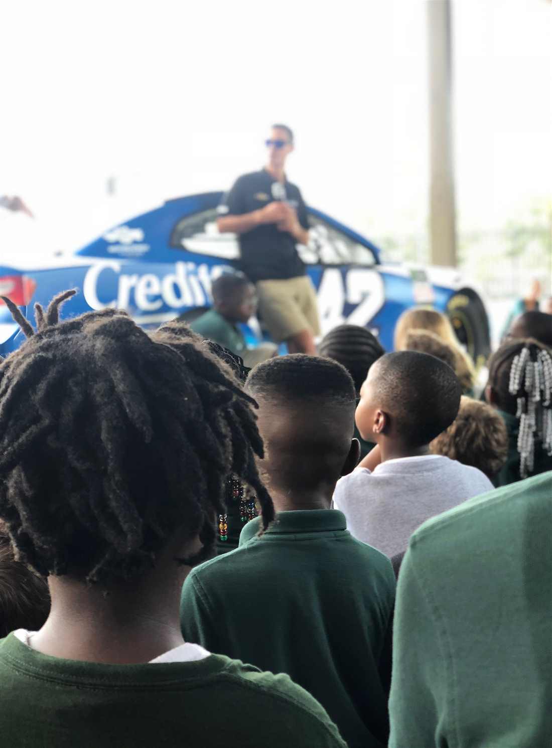 Photos: Kyle Larson, pit crew members visit Meeting Street Academy ...